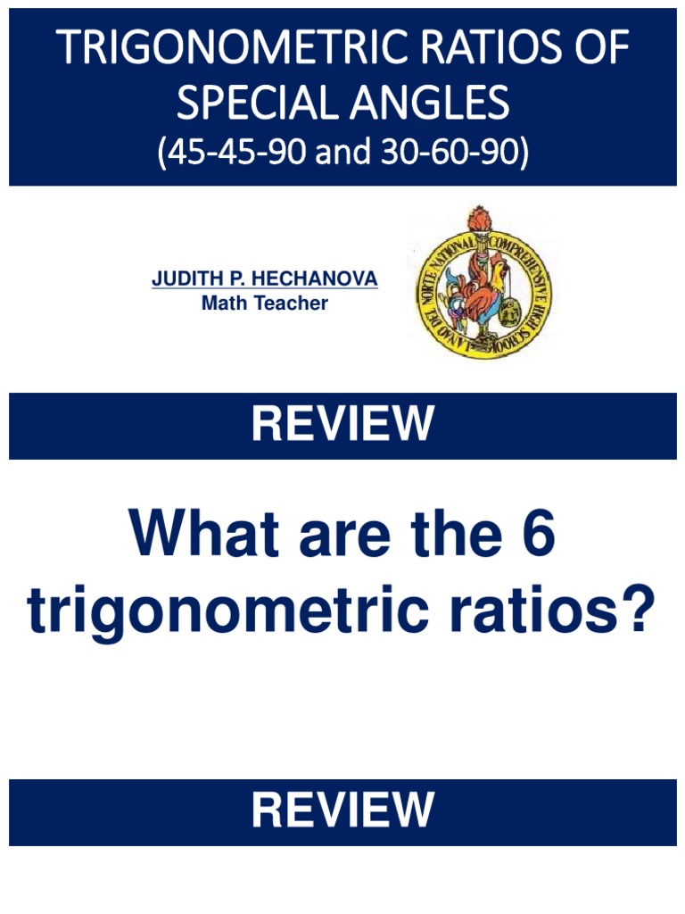 Trigonometric Ratios of Special Angles | PDF | Trigonometric Functions ...