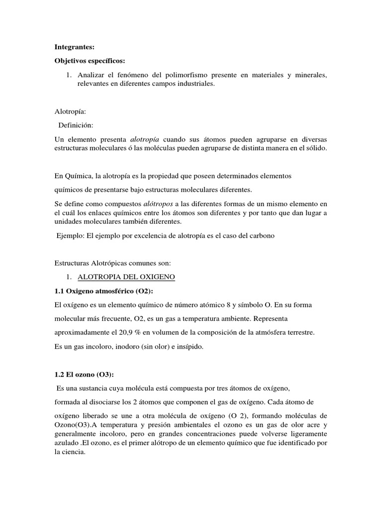 Alotropía y Polimorfismo en Química | PDF | Carbón | Grafito
