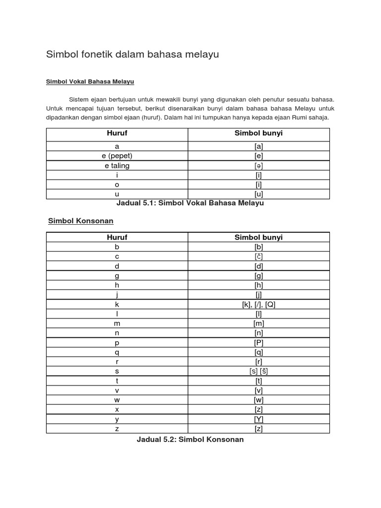 Nota Untuk Simbol Fonetik | PDF