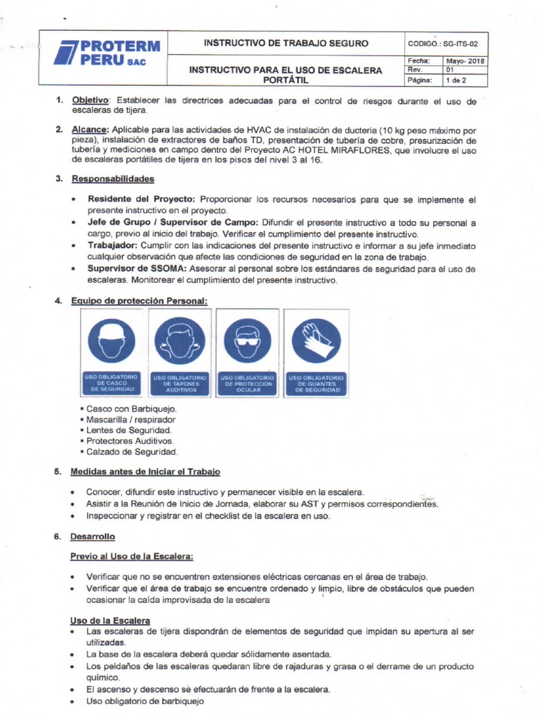 Instructivo Uso de Escaleras | PDF