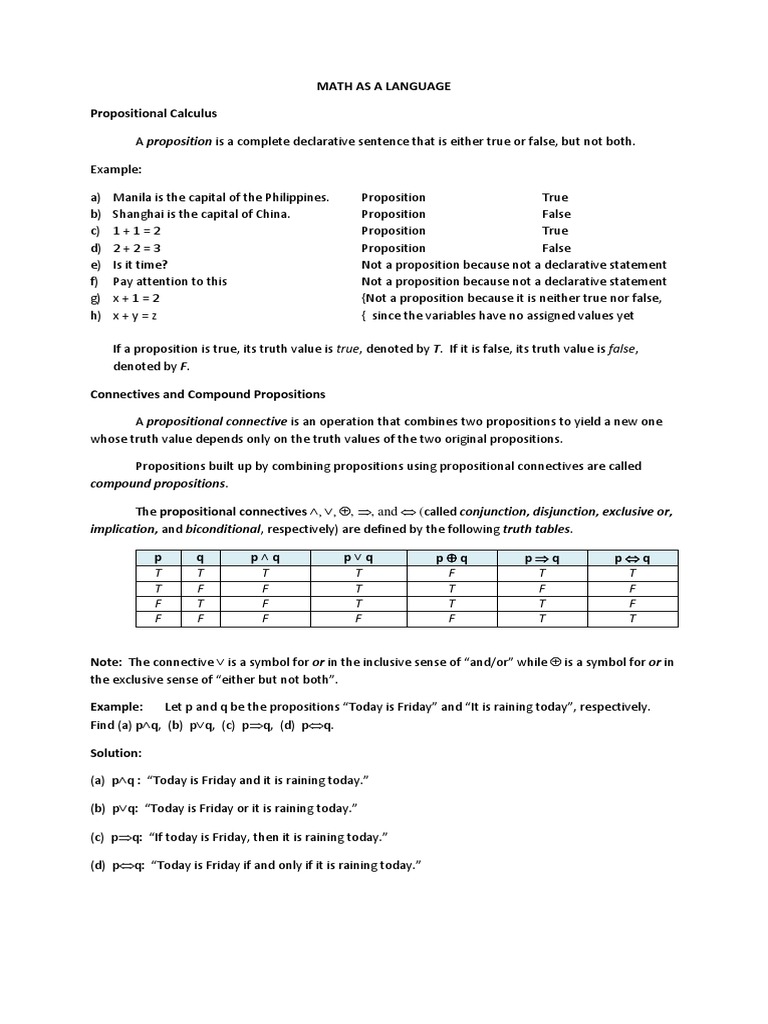 Math As A Language | PDF | Contradiction | Proposition
