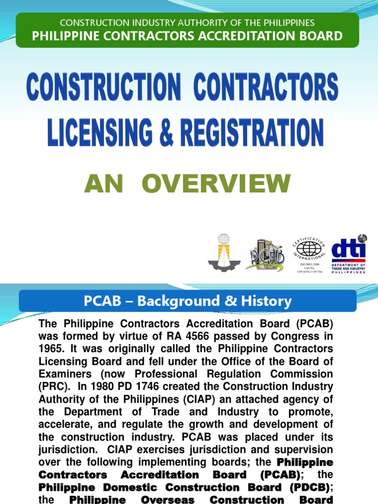 Overview of PCAB Licensing in the Philippines | PDF | Financial ...