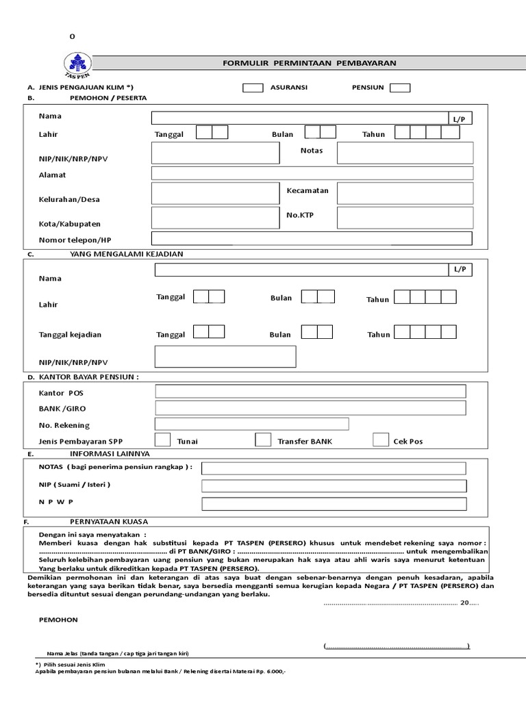 Jenis Formulir Permintaan Pembayaran | PDF