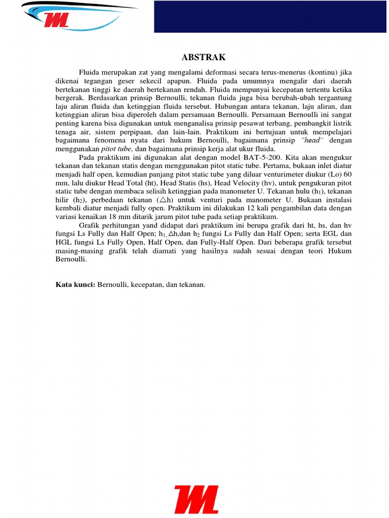 Laporan Praktikum Mekflu Bernoulli (Okky Renaldy) | PDF | Metode & Bahan Ajar