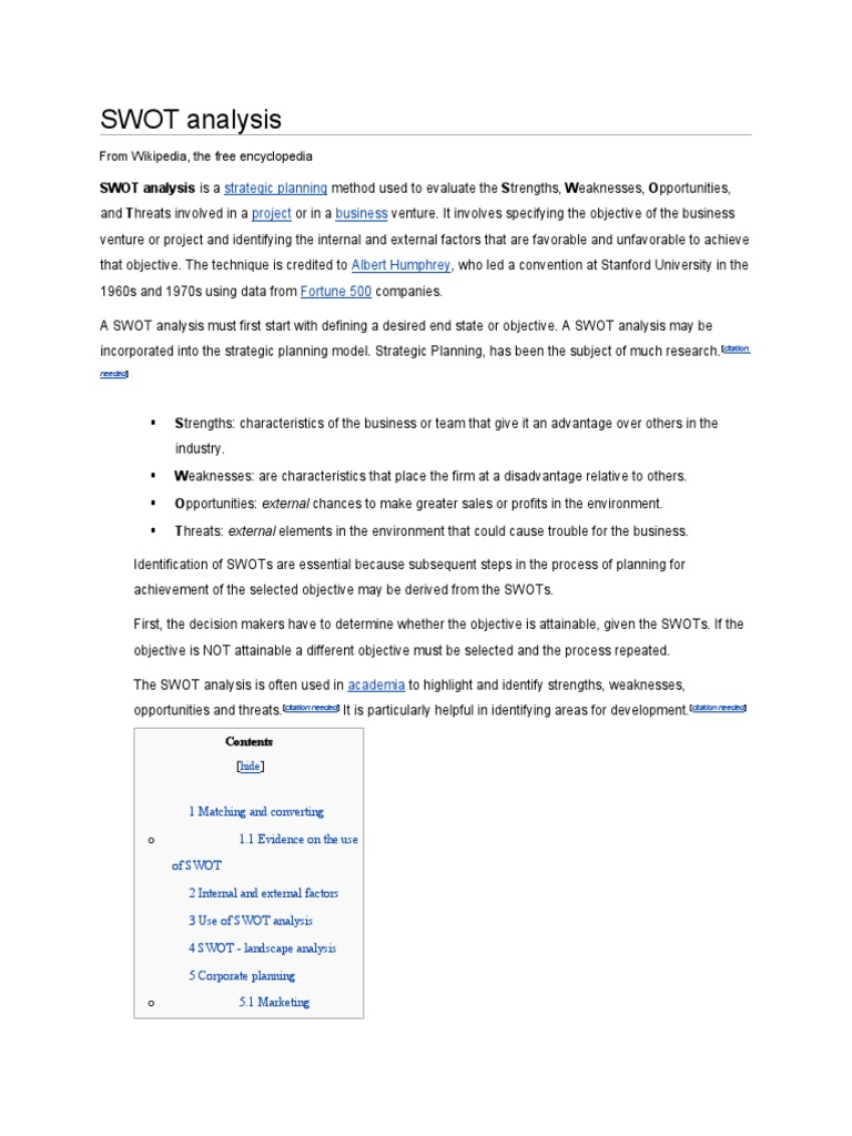 SWOT Analysis: Strategic Planning Project Business | PDF | Swot Analysis | Economies