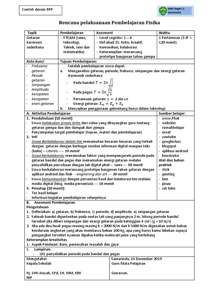 Contoh RPP Fisika SMA PDF | PDF