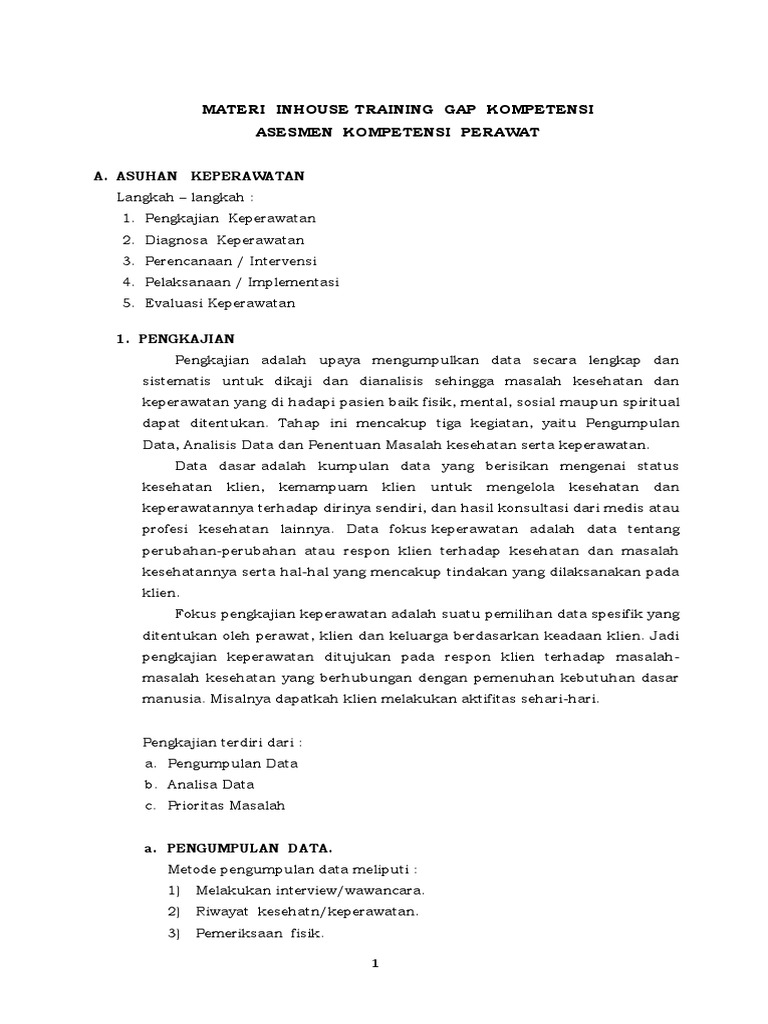 Materi Refresh Gap Kompetensi Asesmen Keperawatan Tahun 2019 | PDF