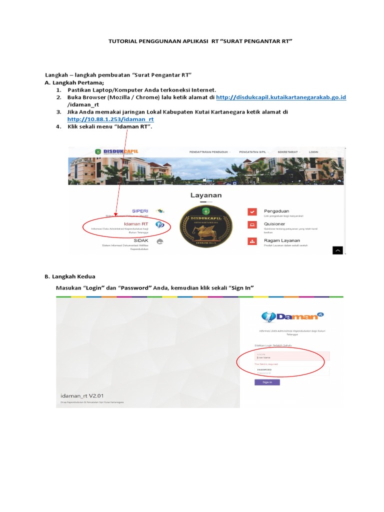 Tutorial Penggunaan Aplikasi Idaman - RT | PDF