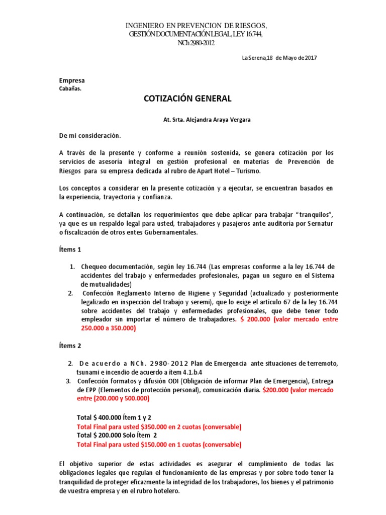 Cotización Empresa | PDF | Salud y bienestar | Medicina