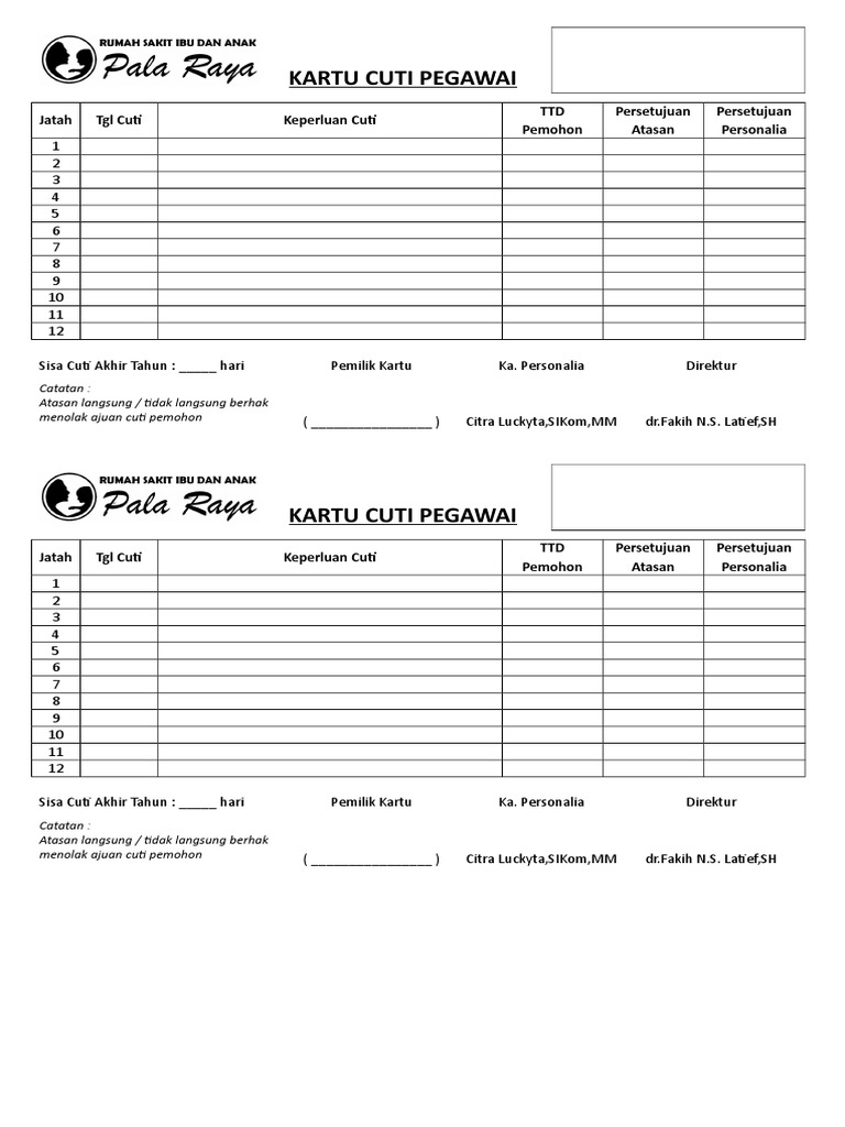 Kartu Cuti Pegawai | PDF