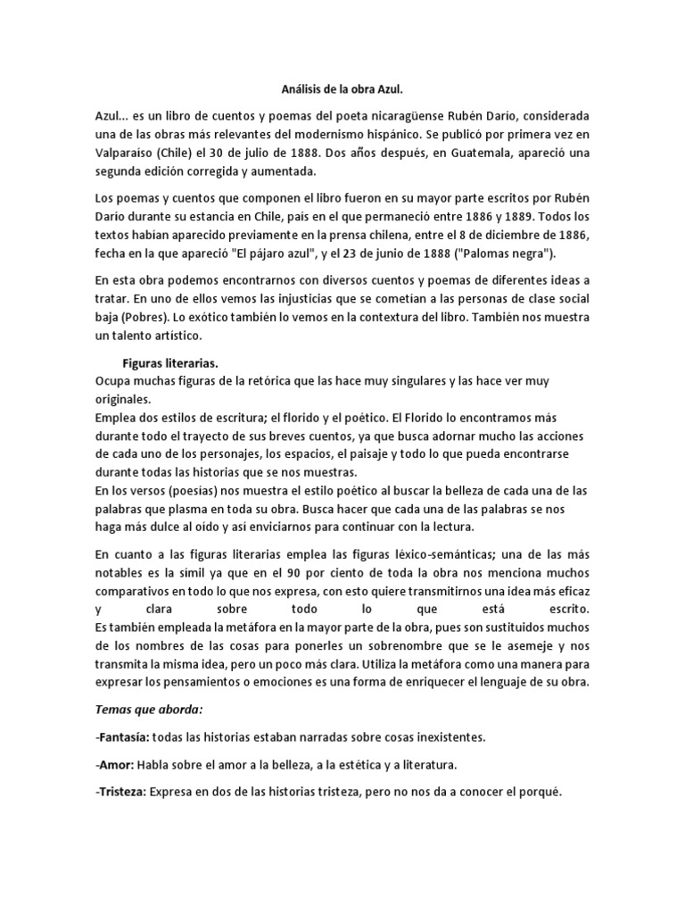 Análisis de La Obra Azul | PDF | Poesía