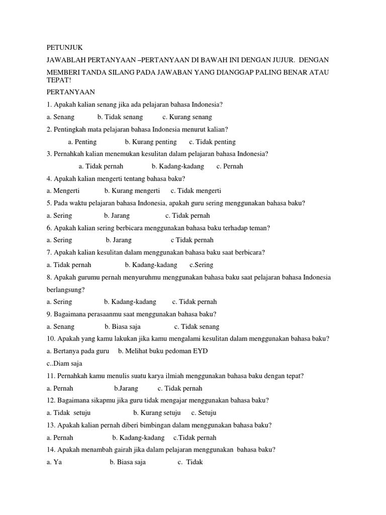 Contoh Angket Penelitian | PDF