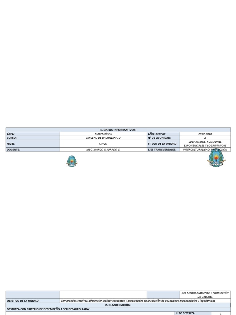 Plan AULA (Clase) | PDF | Logaritmo | Funcion exponencial