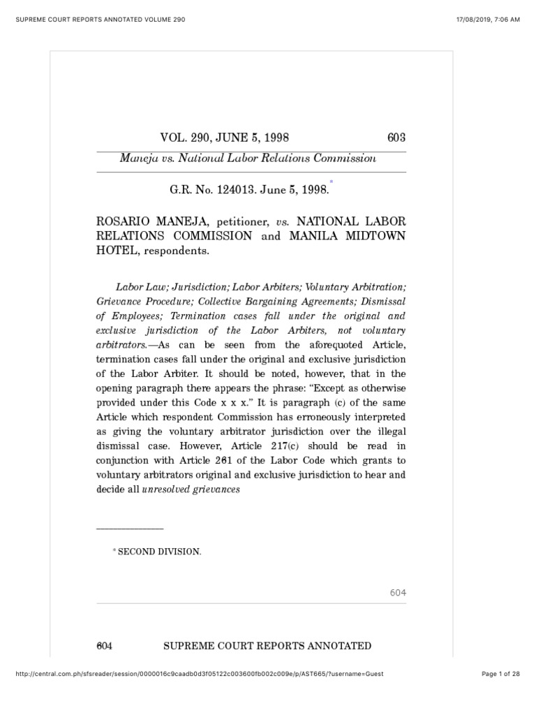 Maneja v. NLRC | Download Free PDF | Arbitration | Labour Law