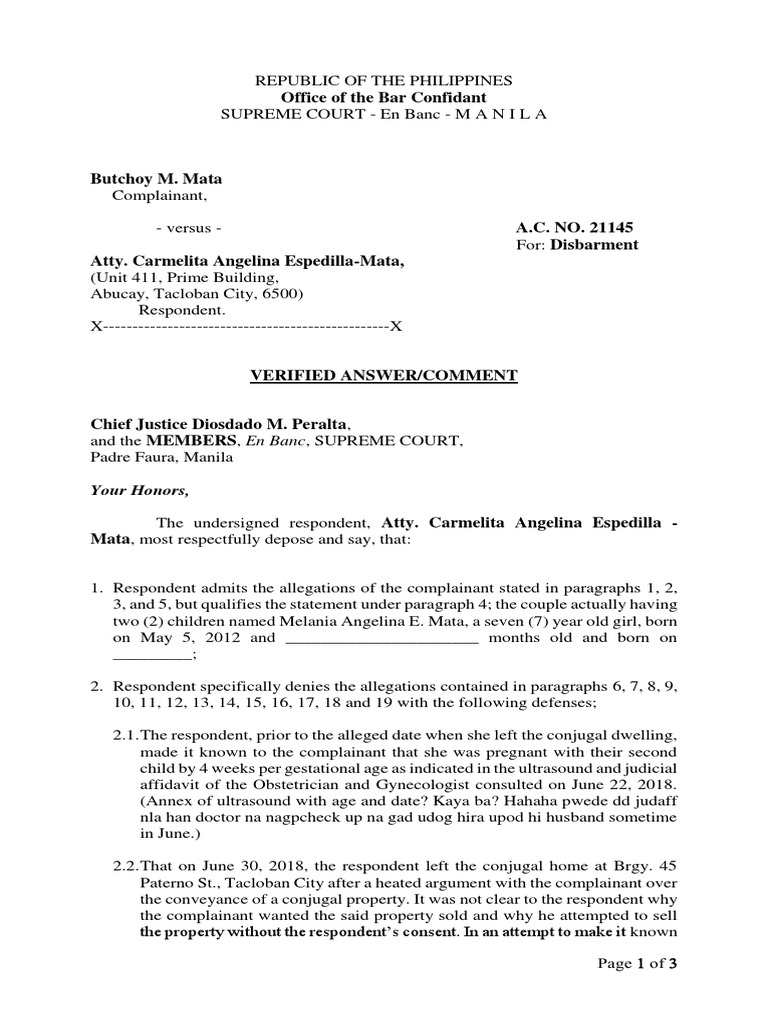 Supreme Court Disbarment Case Answer | PDF | Burden Of Proof (Law ...