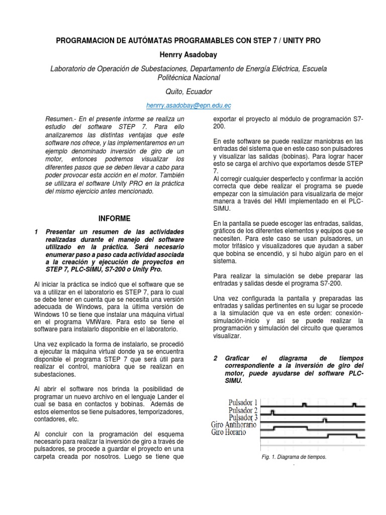 Informe1 - Programacion de Autómatas Programables Con Step 7 | PDF | Programación de ...