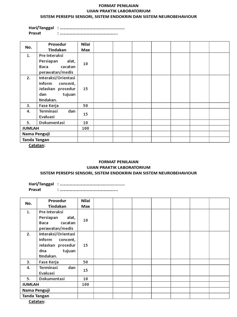FORMAT PENILAIAN Mahasiswa | PDF