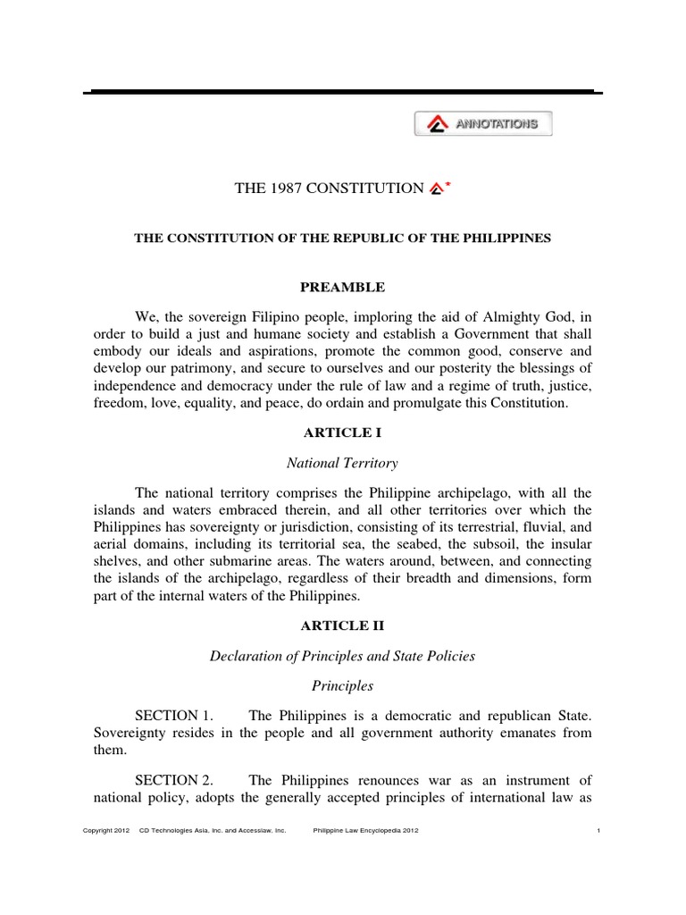 1987 Philippine Constitution Overview | PDF | United States House Of ...