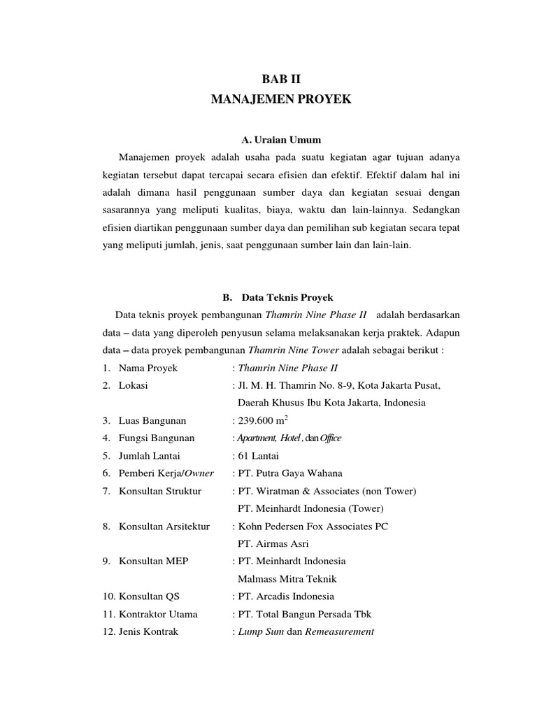 BAB II - Manajemen Proyek | PDF