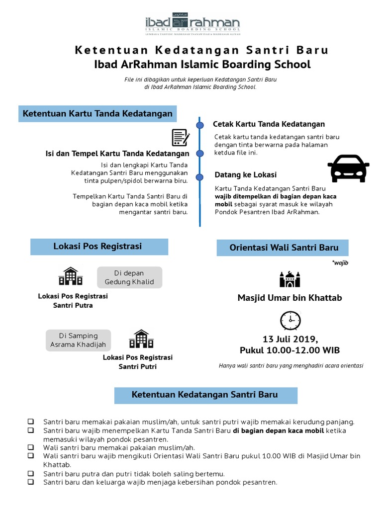 Kartu Tanda Kedatangan Santri Baru | PDF