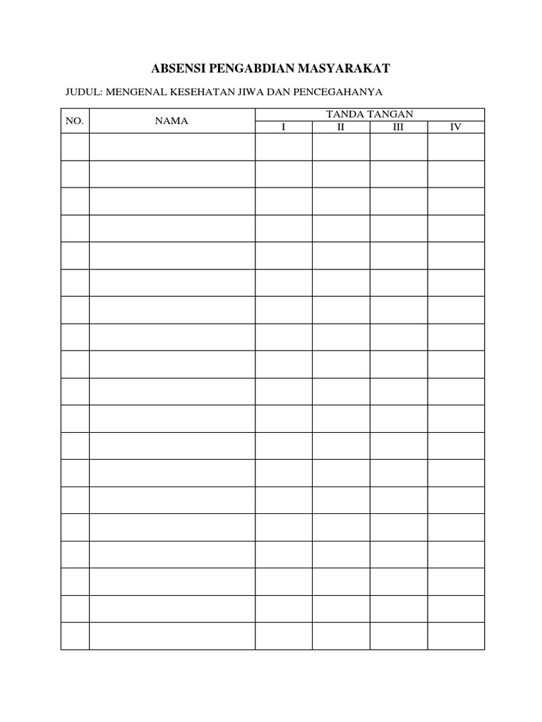 Absensi Pengabdian Masyarakat | PDF
