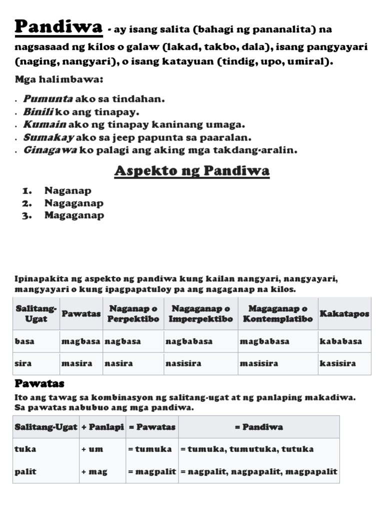Pandiwa | PDF