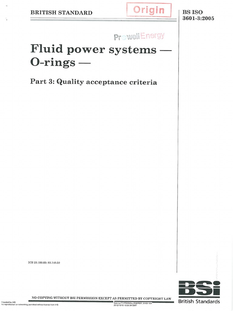 BS EN ISO 3601-03 - Fluid Power System O-Ring - Quality Acceptance ...