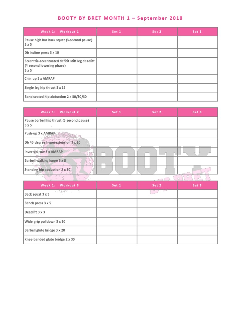 Booty by Bret: Month 1 Workouts | PDF | Human Anatomy | Athletic Sports