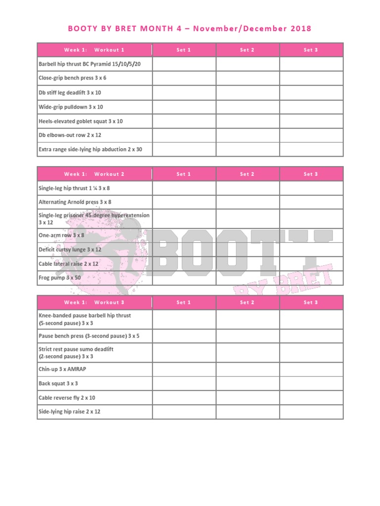 BBB Month 4 Workout Log | PDF | Recreation | Physical Exercise