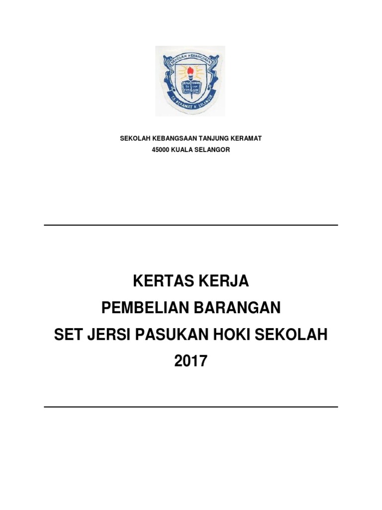 Kertas Kerja Pembelian Jersi Hoki | PDF