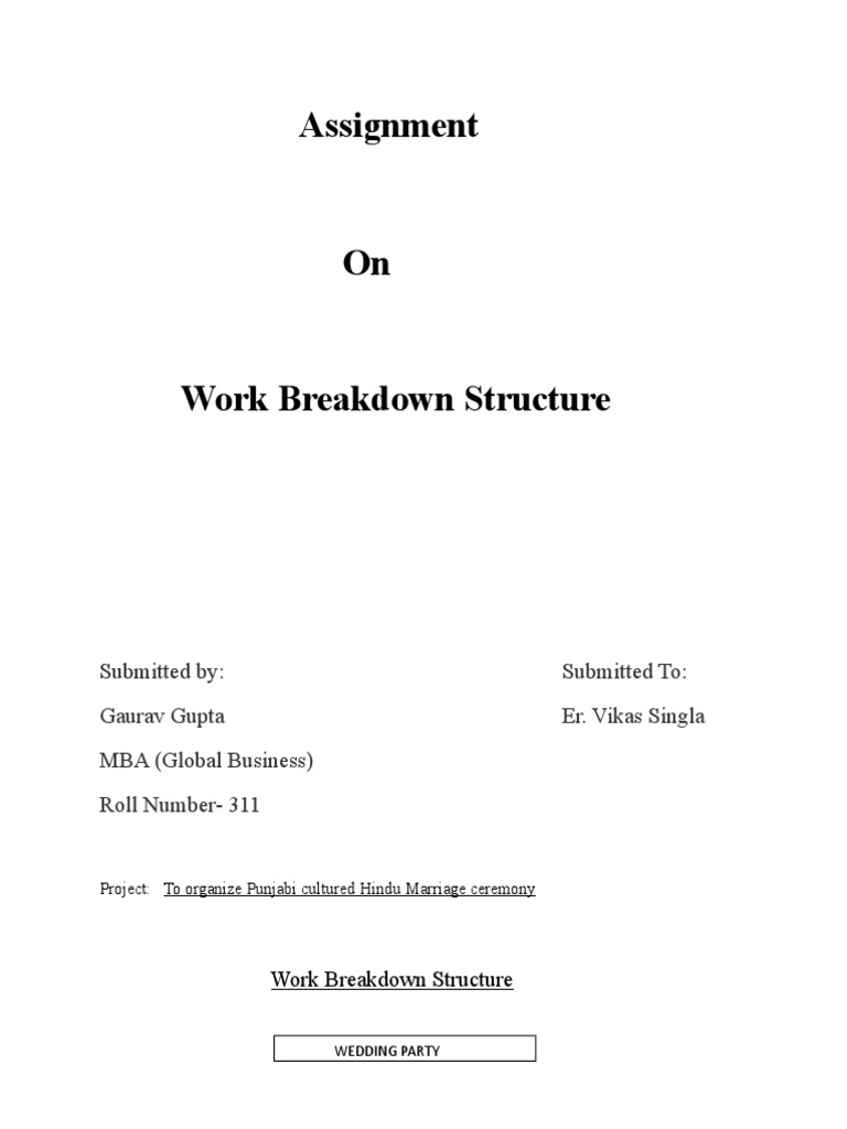 Work Breakdown Structure | PDF | Wedding | Bride