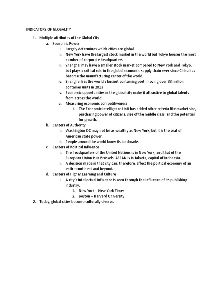 Indicators of Globality | PDF | Travel