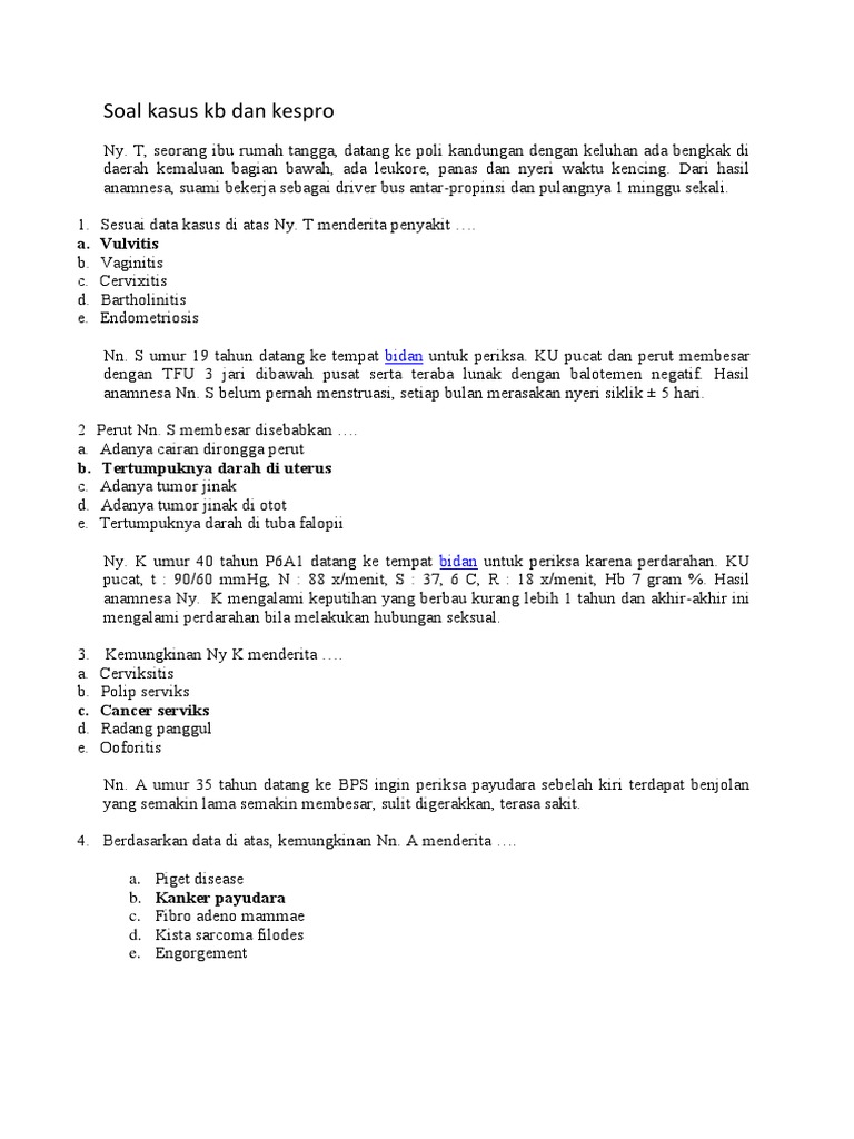 Soal Kasus KB Dan Kespro | PDF
