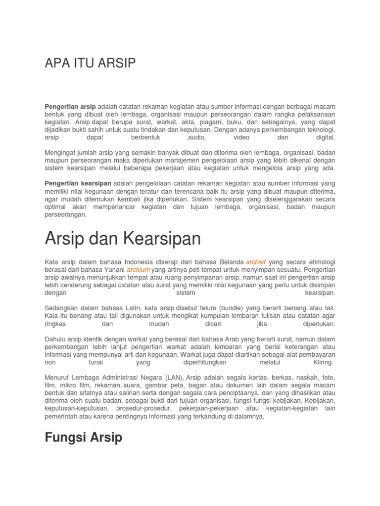 Apa Itu Arsip | PDF