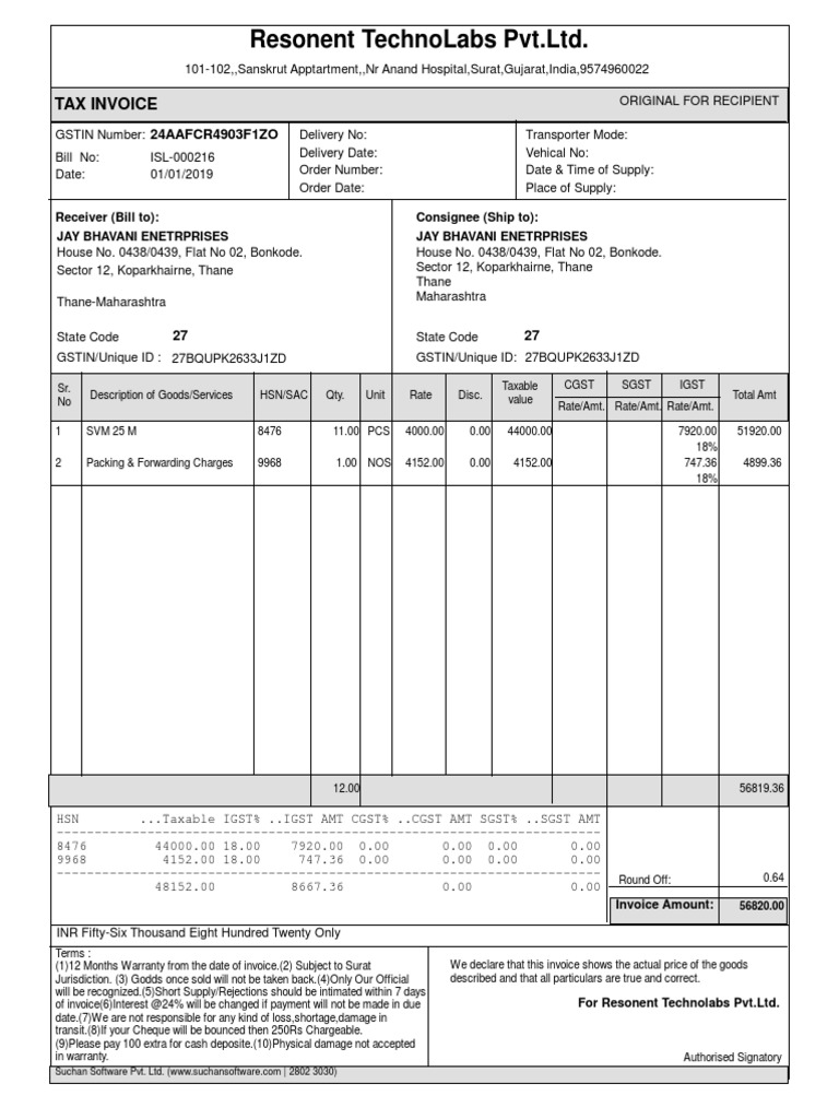 Jay Bhavani | PDF | Invoice | Taxation