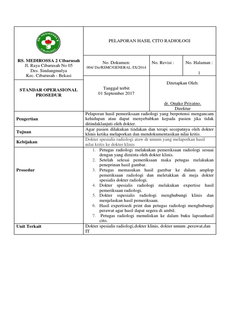 Laporan Hasil Cito Radiologi | PDF