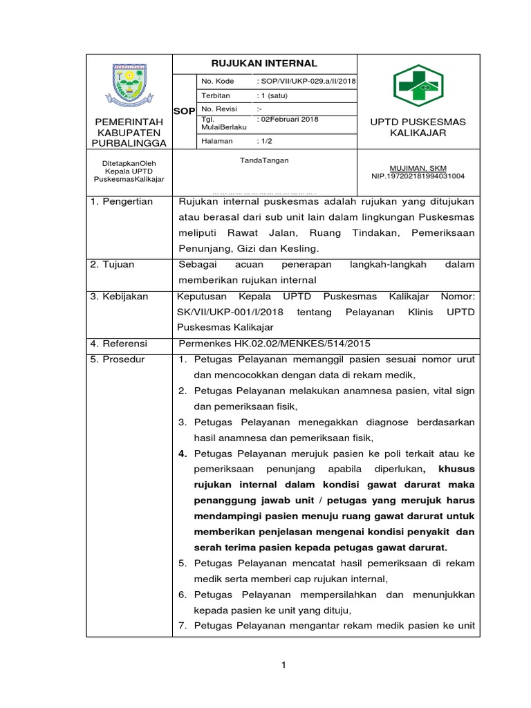Sop Rujukan Internal | PDF