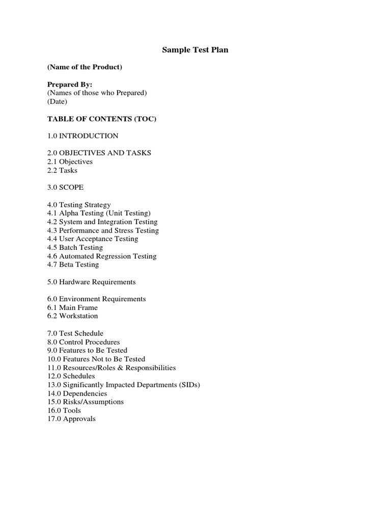 Sample Test Plan | PDF | Software Testing | Unit Testing