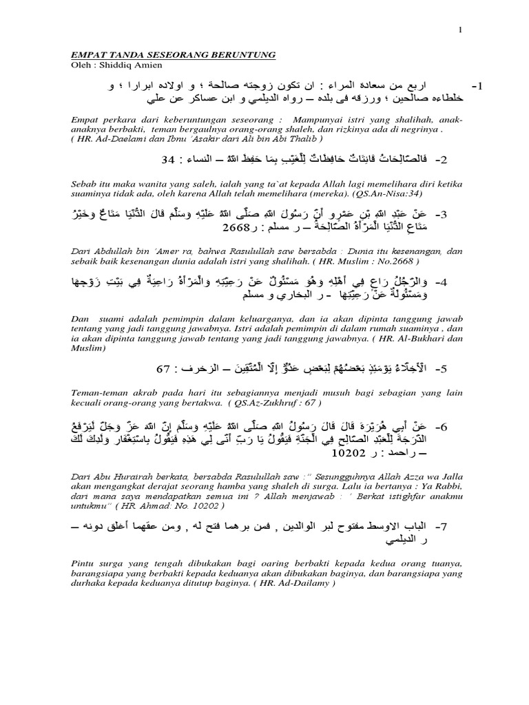 Empat Tanda Seseorang Beruntung | PDF