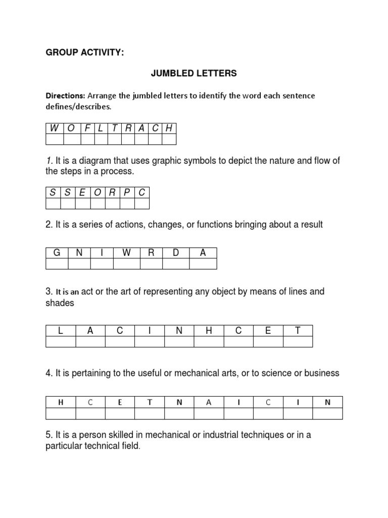 Jumbled Letters Activity Instructions | PDF | Art