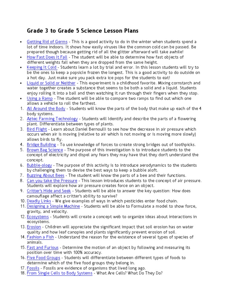 Grade 3 To Grade 5 Science Lesson Plans | PDF | Soil | Science