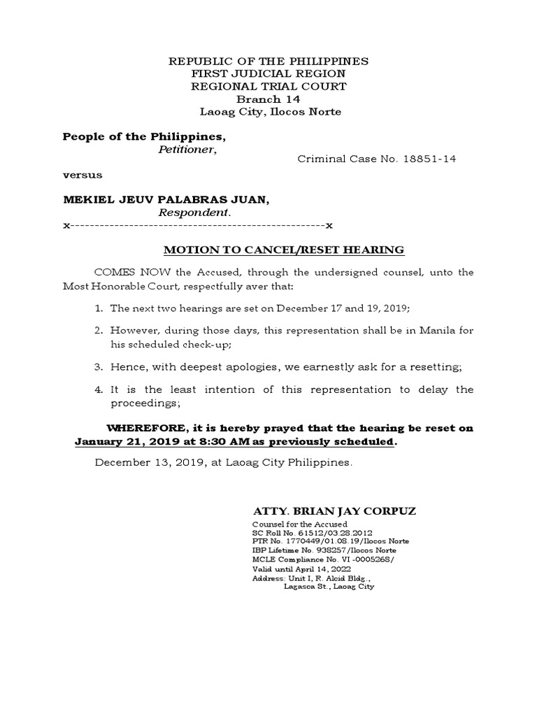 Motion To Reset. Juan | PDF