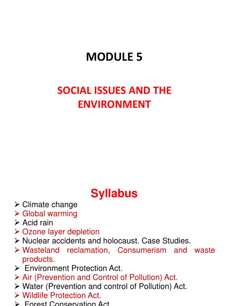 Social Issues and Environment Syllabus | PDF | Climate Change ...