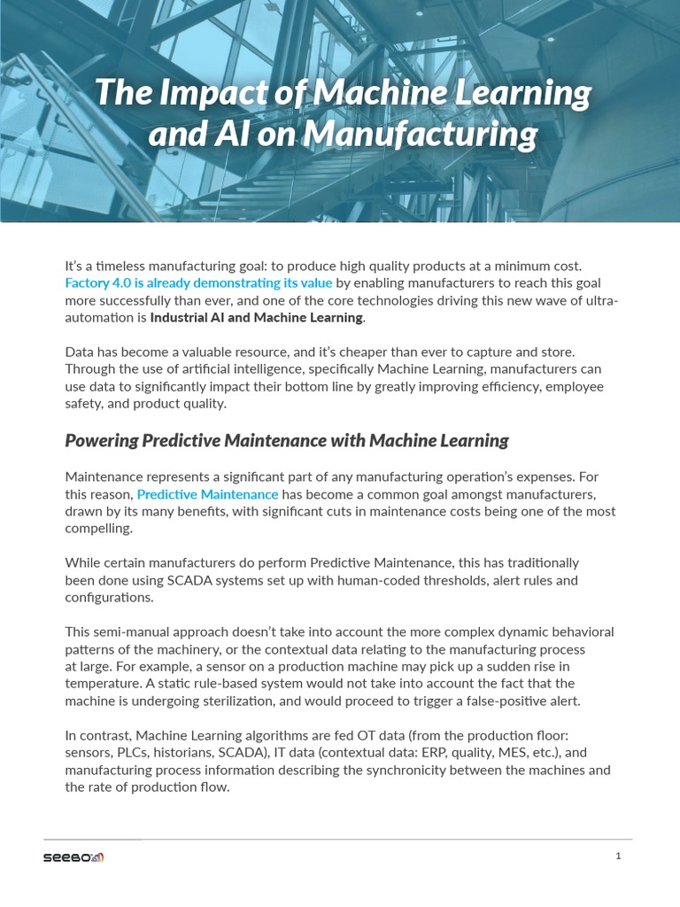 Machine Learning in Manufacturing Systems | PDF | Machine Learning ...