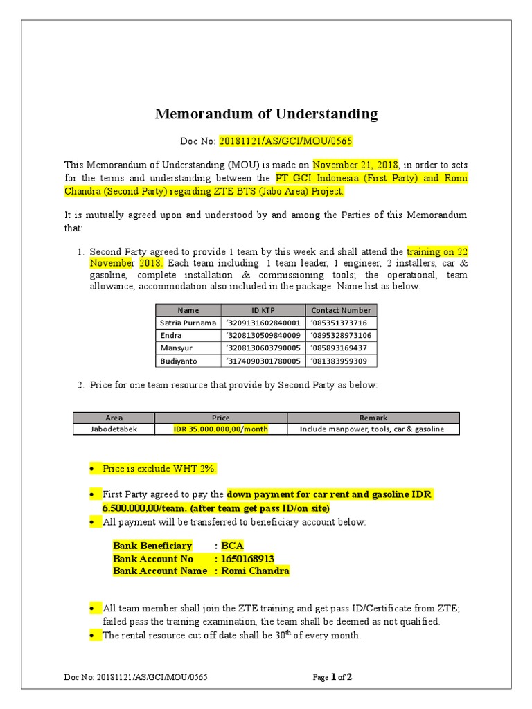 MoU - Romi Chandra Edit | PDF | Civil Law (Legal System) | Justice