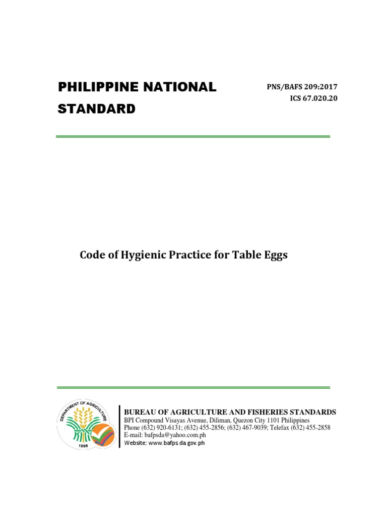 PNS Code of Hygienic Practice On Table Eggs | Download Free PDF ...