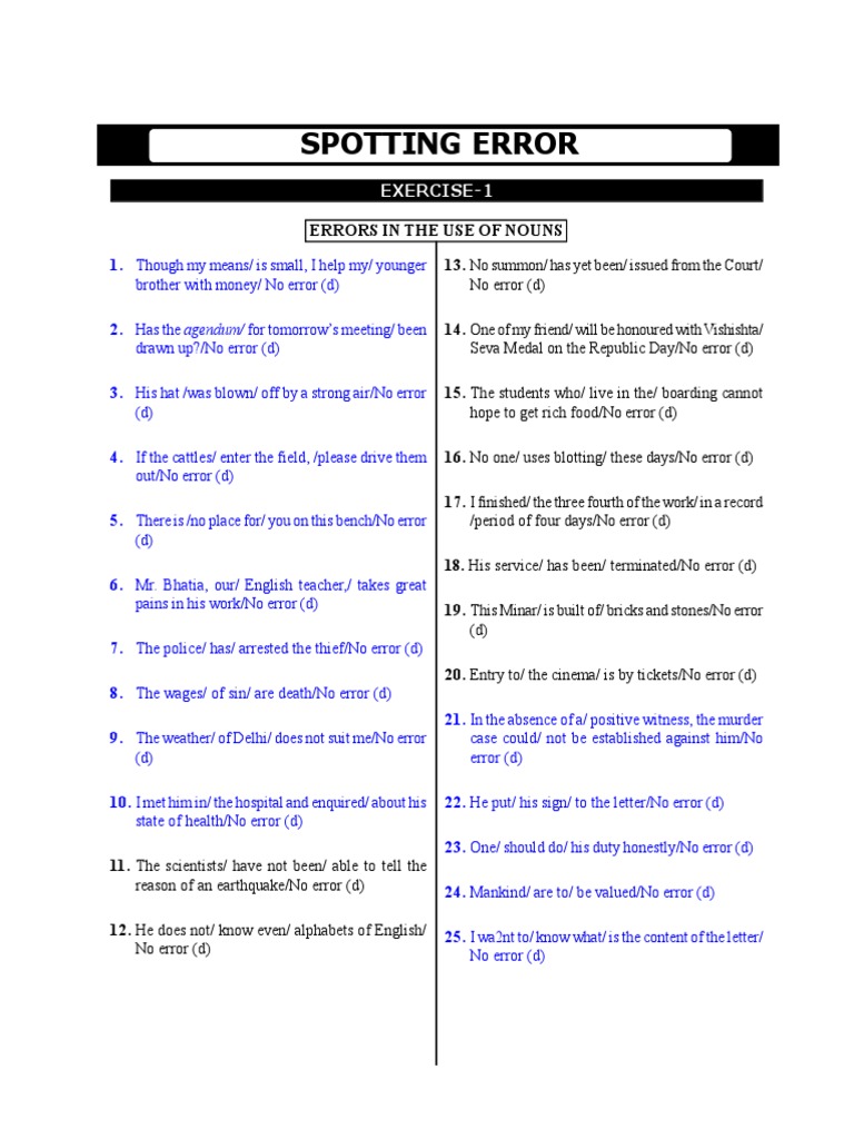 Spotting Errors 123 | PDF