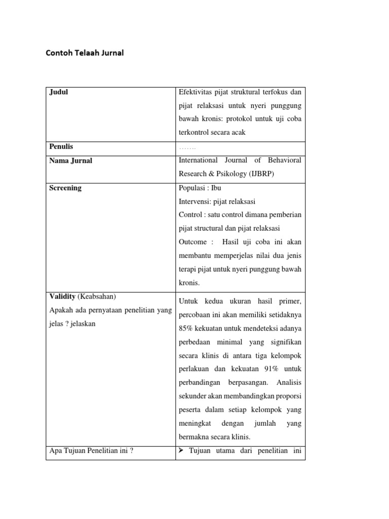 Contoh Telaah Jurnal | PDF