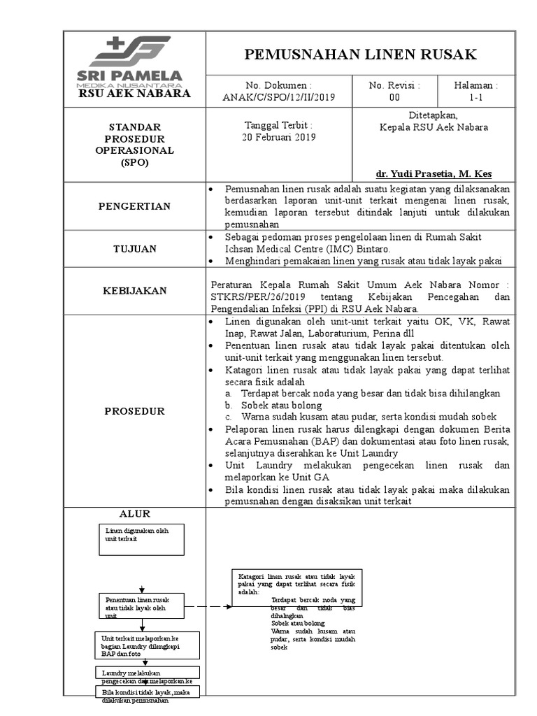 Spo Pemusnahan Linen | PDF