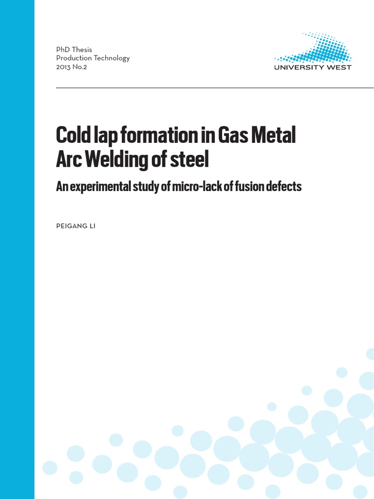 Cold Lap Formation in GMAW of Steel | PDF